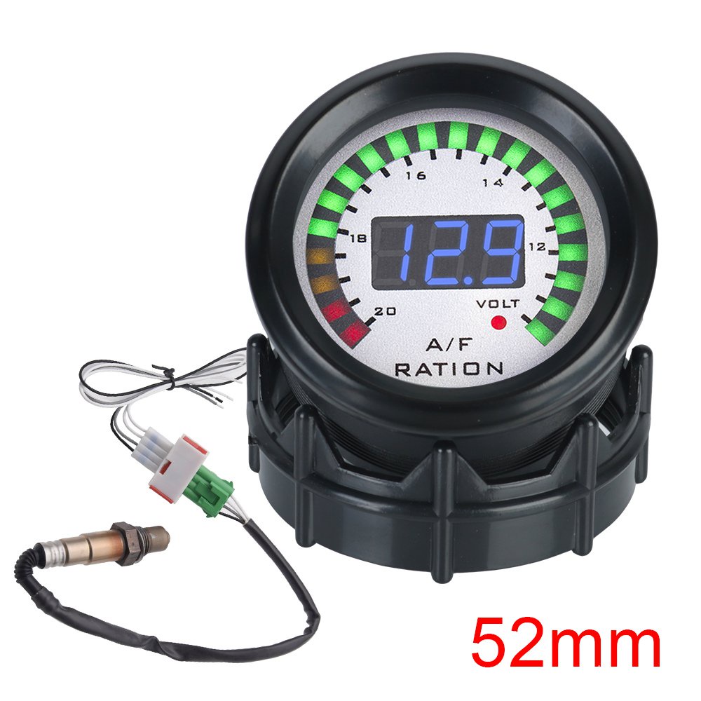52mm 12V Car AFR Gauge Air Fuel Ratio O2 Oxygen Sensors Tester Digital ...