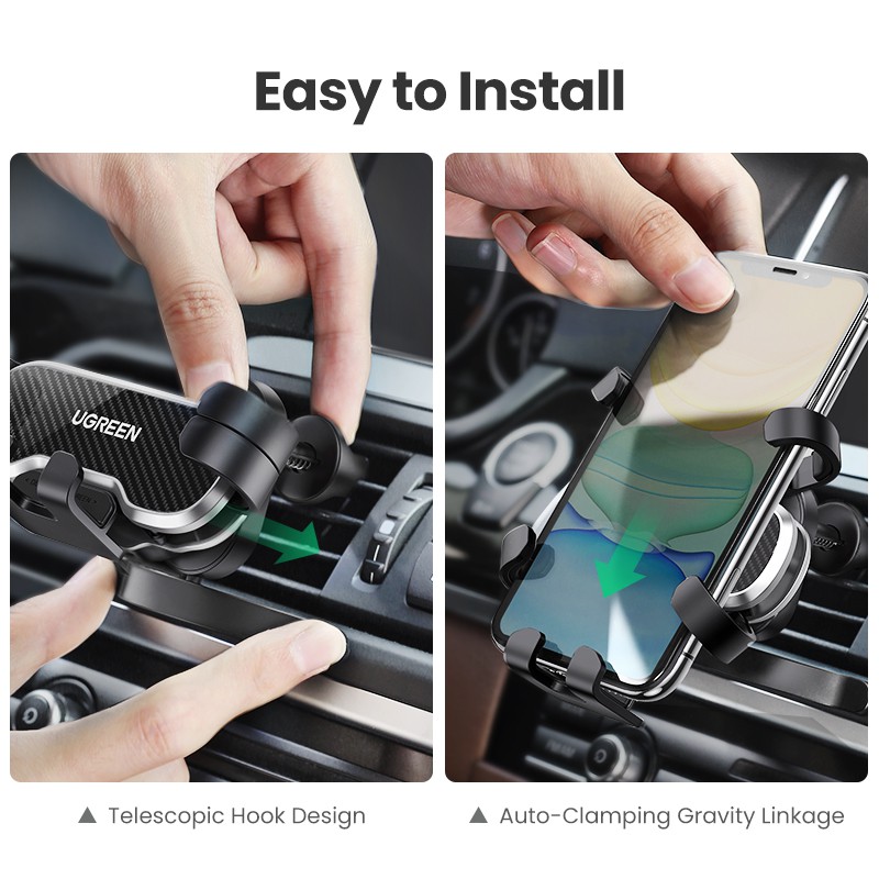 UGREEN Portable Car Phone Holder Car Inverted hook Cradle Auto Clamping ...