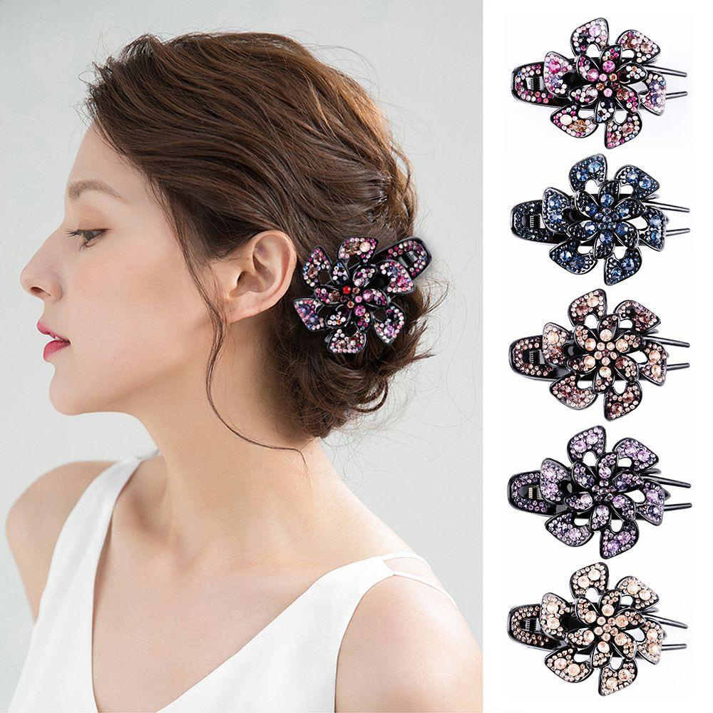 BJIA Women's Fashion Rhinestone Hair Clips Hair Styling Crystal ...
