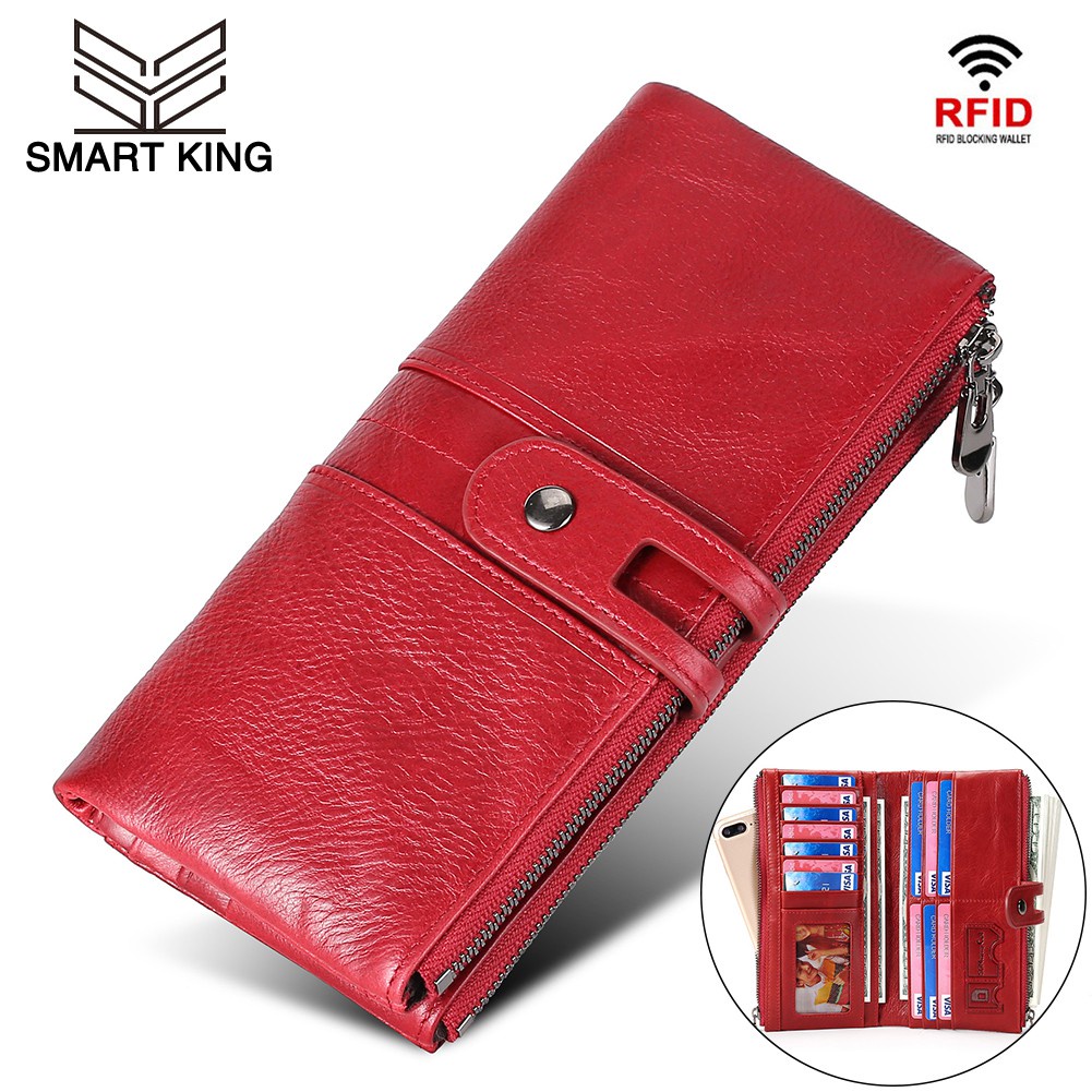 Smart King New RFID Long Wallet Purse For Women Girls Genuine Cow ...
