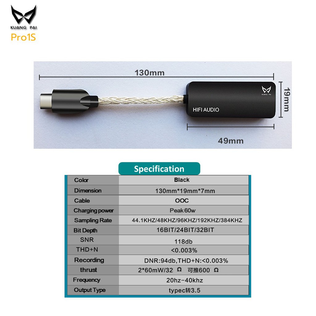 Type-C DAC/AMP สำหรับสมาทโฟนช่อง Type-C แปลง 3.5 mm เกรด Hi-fi รองรับ ...