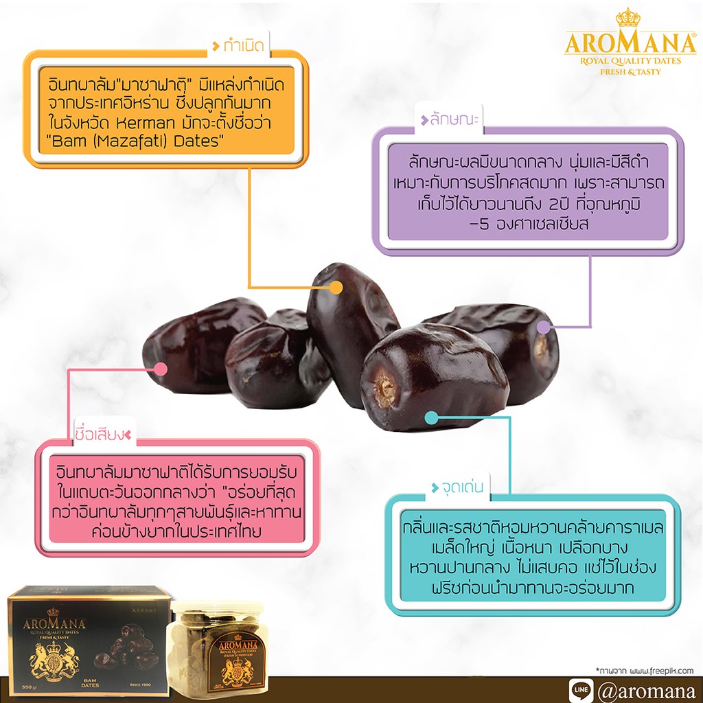 Aromana อินทผลัม เกราดพรี่เมี่ยม 550 กรัม - thaifoodnetwork - ThaiPick