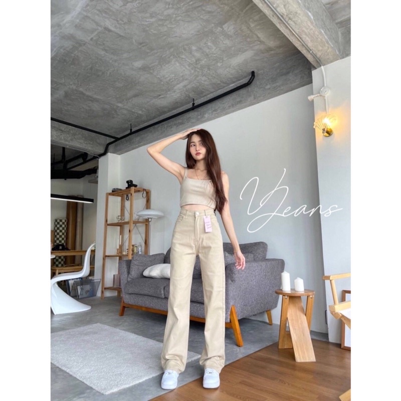 V-JEANS ป้าย CHU พร้อมส่งกางเกงยีนส์ขายาวกางเกงยีนส์เอวสูง ใส่เเล้วดูสูง เก็บพุง - vjeans - ThaiPick