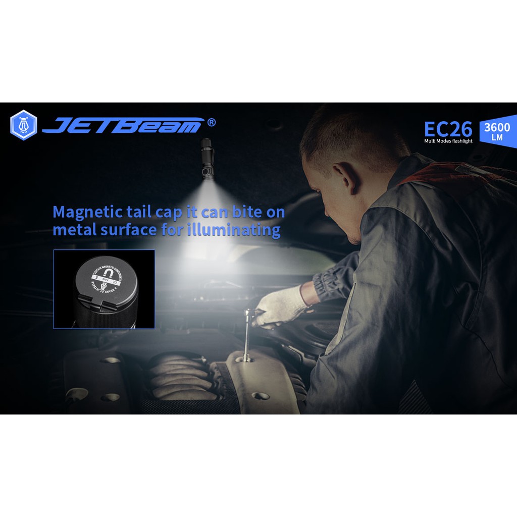 JETBEAM EC26 หลอด XPL HI 4 หลอด สว่างมากถึง 3600LM ปรับแสงสว่างด้วยระบ ...