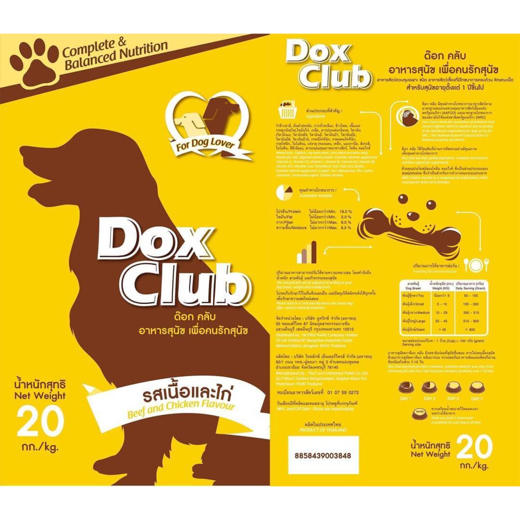 อาหารแมว Kat Club แคท คลับ / อาหารสุนัข Dox Club ด๊อก คลับ20kg #PF002 ...