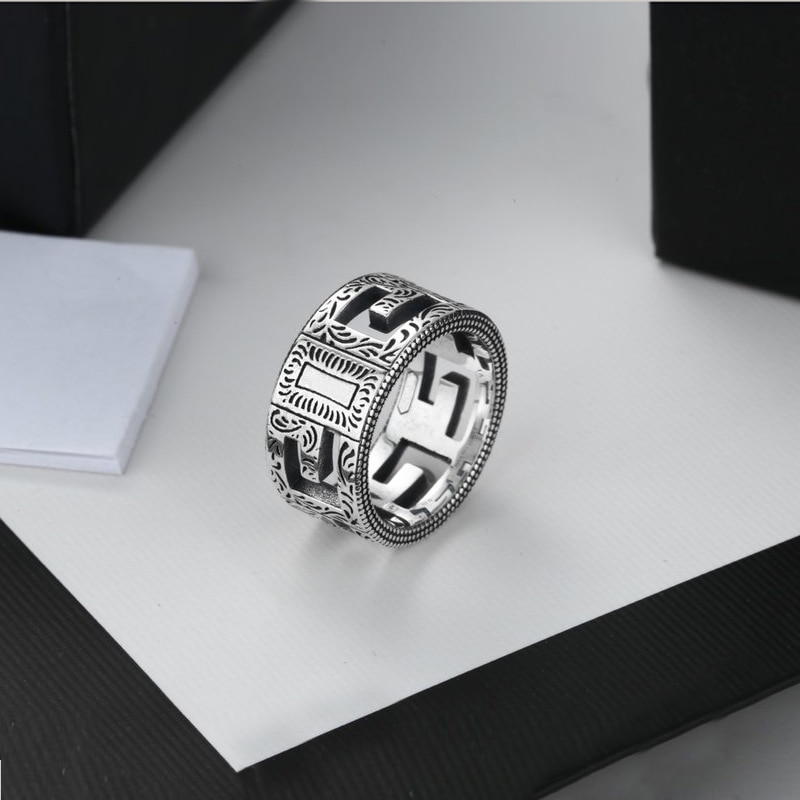 Luxury Brand Vintage Floral Pattern Design 925 Sterling Silver ring ...