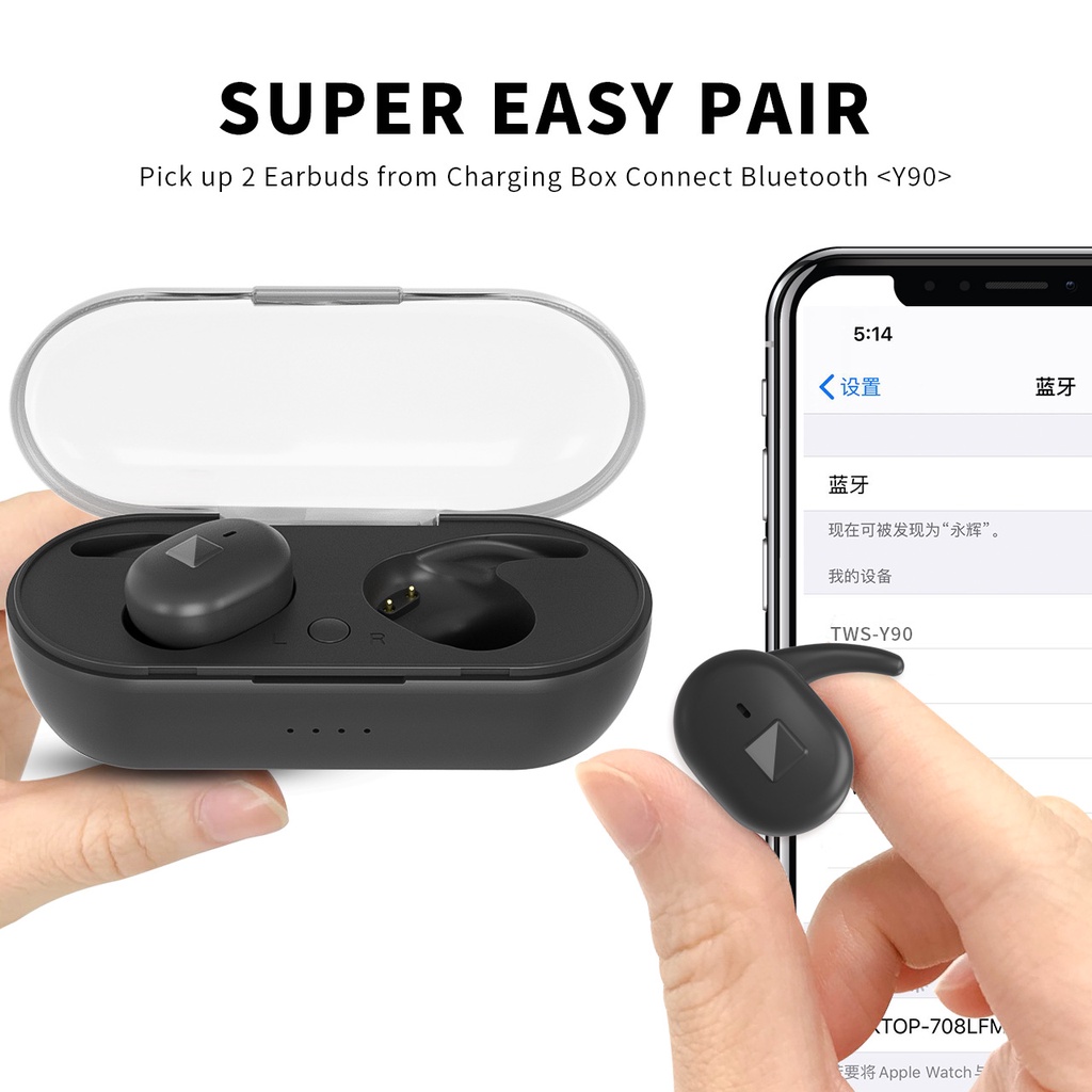 ღღY90 Bluetooth headset TWS sports headset y90 Mini wireless Bluetooth ...