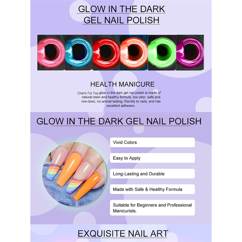 Glow in the Dark Gel Nail Polish Neon Luminous Gel Polish Set ...