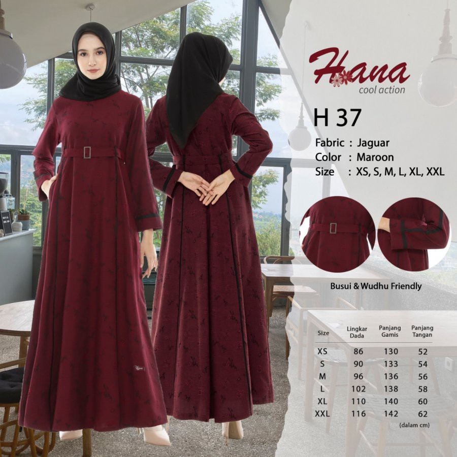 Gamis HANA 37 TOSCA MAROON ชุดเสื้อผ้าสําหรับสตรีชาวมุสลิมสีน้ําตาล ...