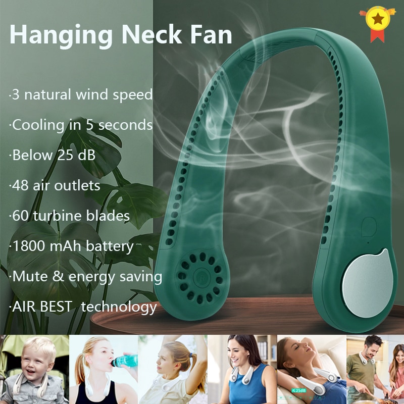 Please COD 2020 Mini USB Portable Fan Neck With Rechargeable Battery ...