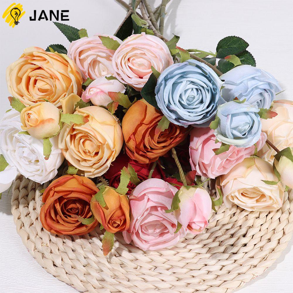JANE DIY Craft Silk Rose Party Decor Fake Flowers Artificial Rose ...