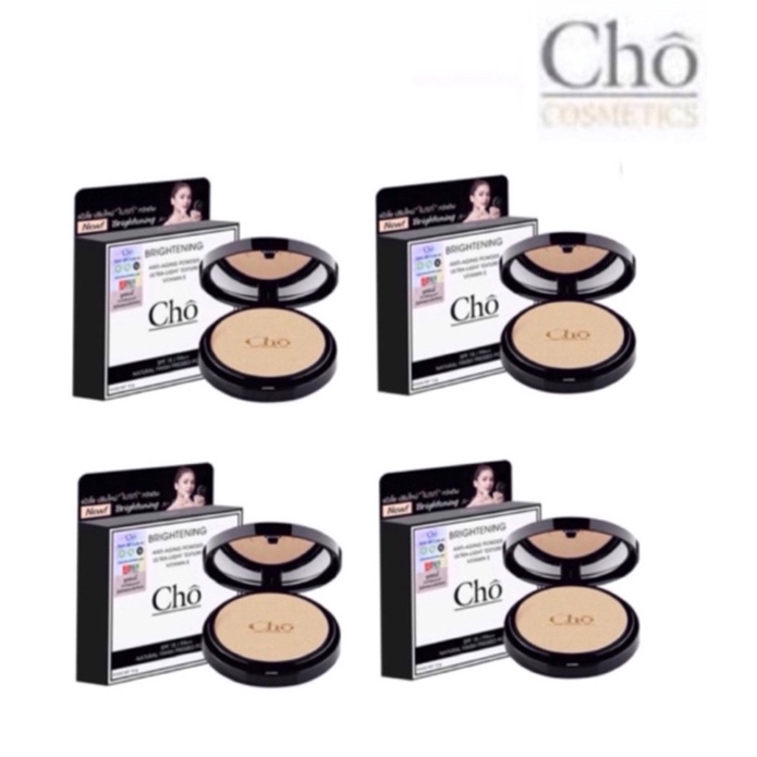 CHO โช แป้งโช (4ตลับ)ของแท้ ปัดแป้ง Cho Brightening Anti Aging Powder 4 ...