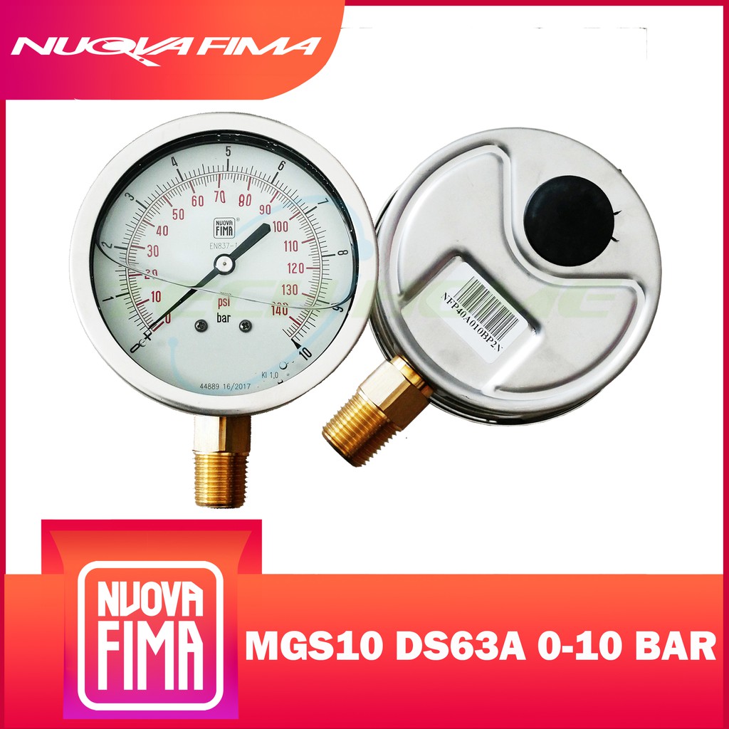 "NUOVA FIMA" PRESSURE GAUGE 2.5" 0-10 BAR (145PSI) | เกจวัดแรงดัน ...