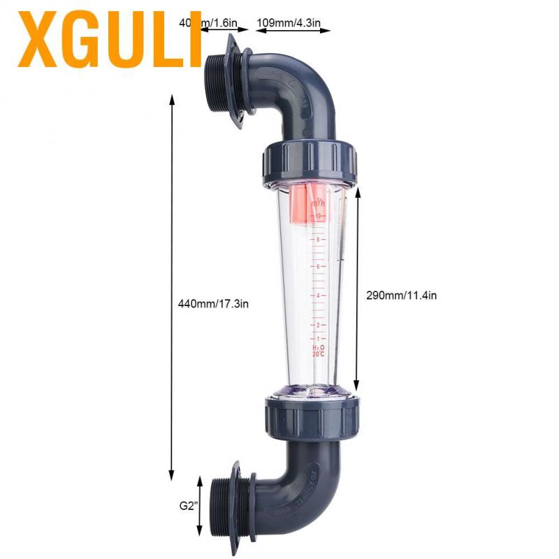 Xguli LZS-50W Elbow Liquid Flowmeter ABS Plastic Tube Type Water Flow ...