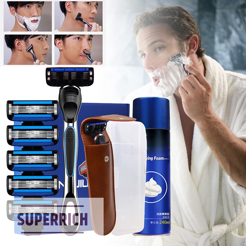 Men Manual Razor 5-layer Shaver Safe Face Care Beard Shaving Tool Kit ...