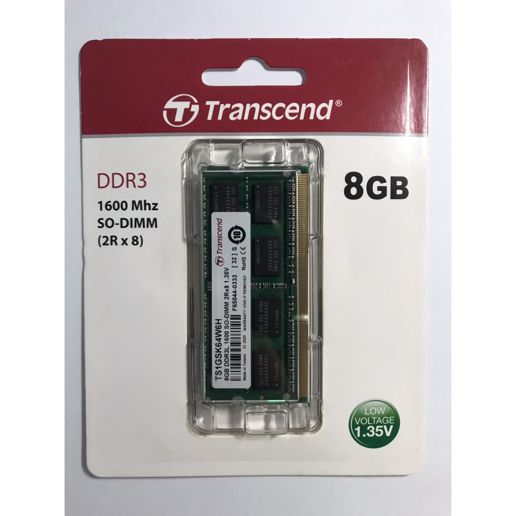 Transcend RAM 8GB DDR3L 1600 SO DIMM for Notebook ประกันตลอดอายุการใช้ ...