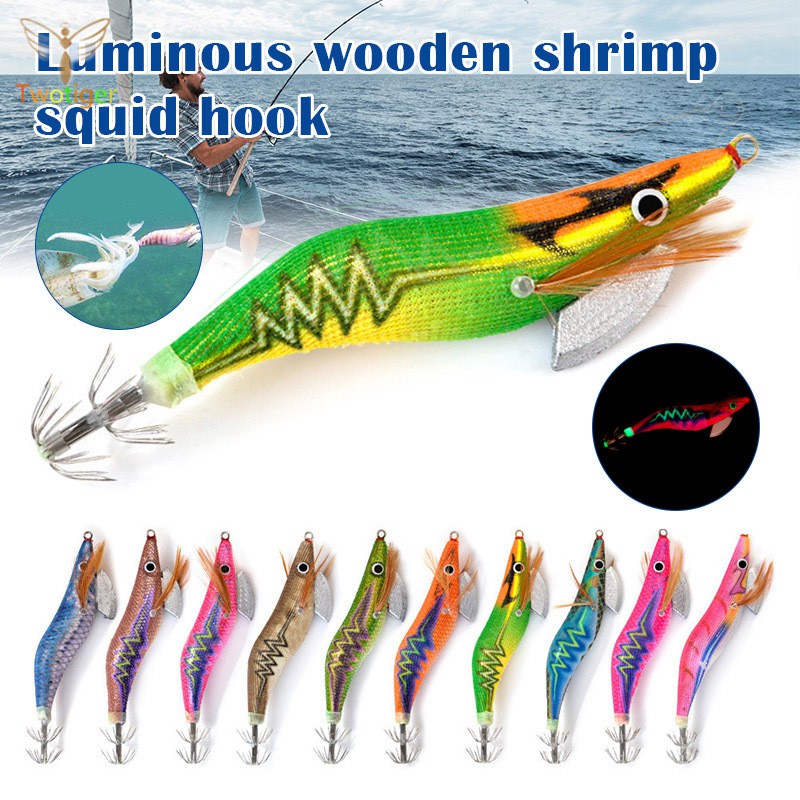 2PCS Luminous Shrimp Lure Shrimp Bait Shrimp Lures Fishing Bait with Hooks Fishing Tackles for ...