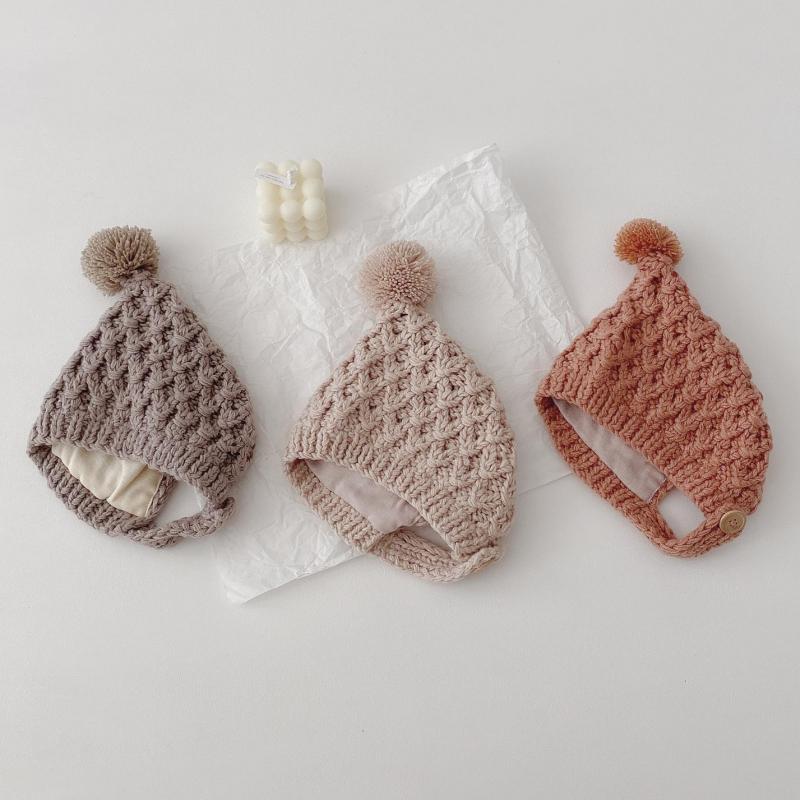 New Style Children Wool Hat Small Ball Kids Knitted Caps 3 Color Girl ...