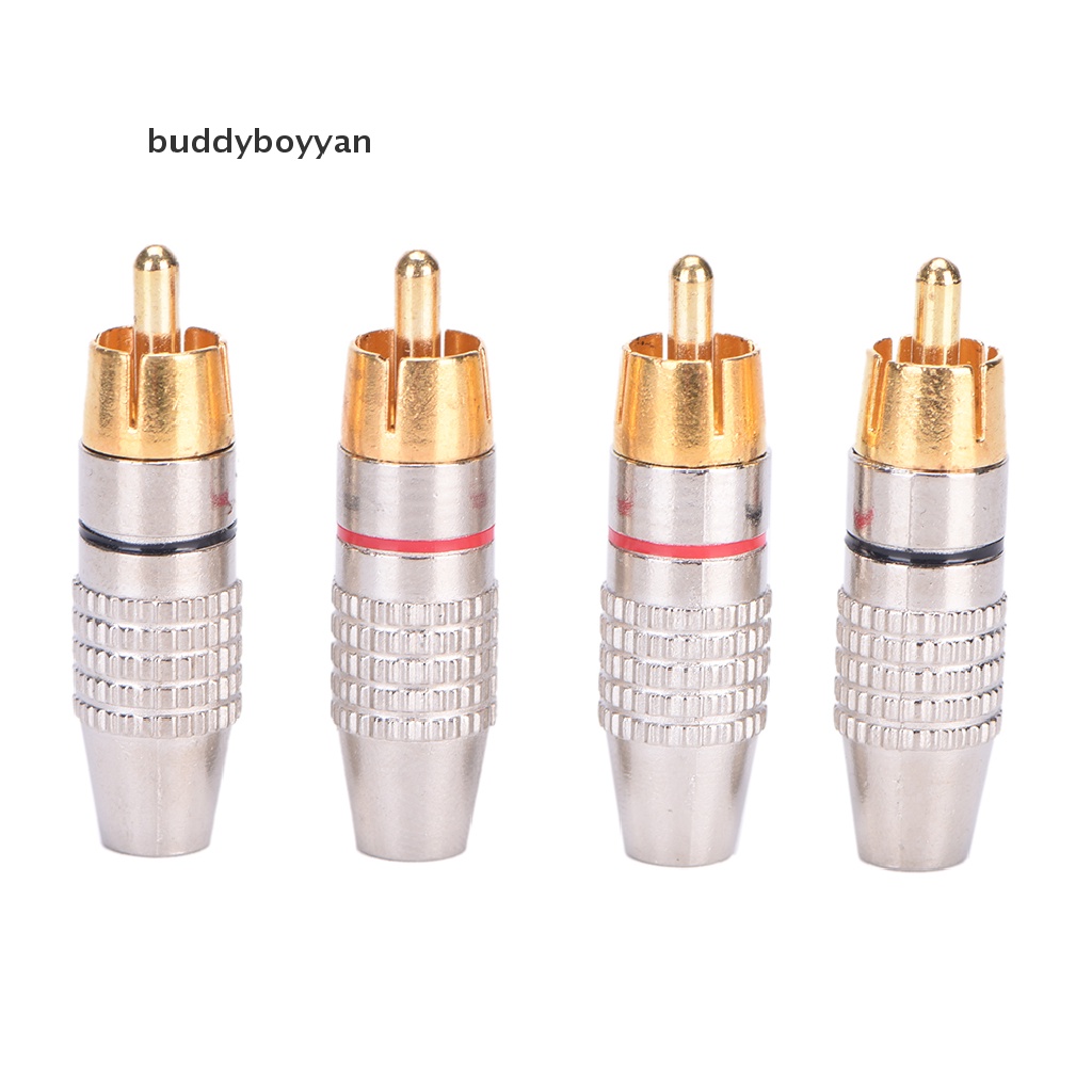 BBTH 4pcs RCA Male Plug Solder Audio Video Cable Adapters Connector Gold Plated Hot sale Vary ...