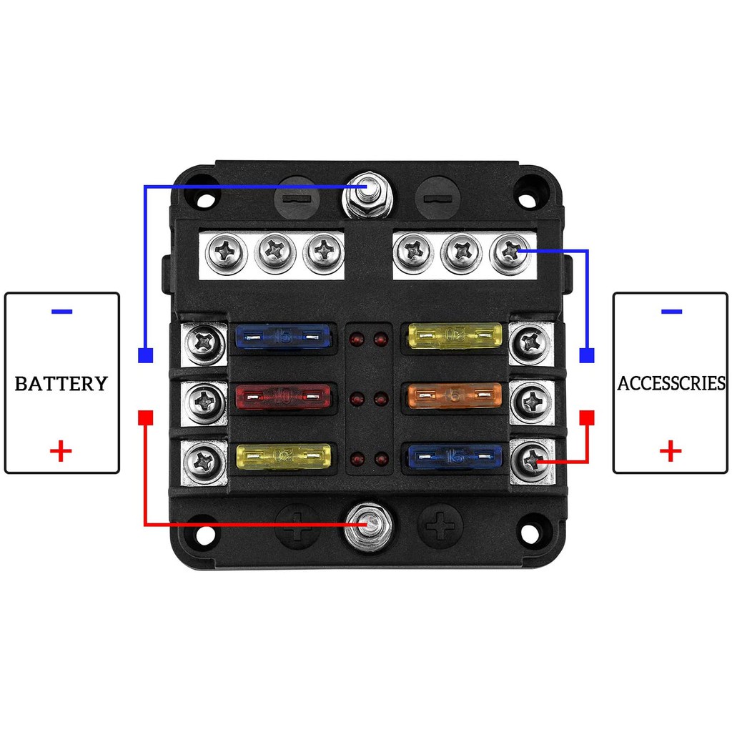 6 Way 12V Blade Fuse Block 12 Volt Waterproof Fuse Box Holder, 6 Circuit W/Negative Bus Fuse Box ...
