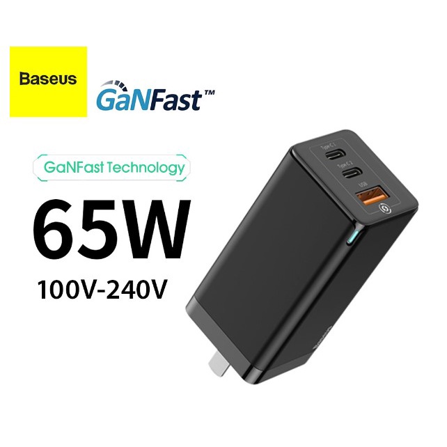 Baseus หัวชาร์จเร็ว GaN 65w Adapter Mini Quick Charger type C usb charger หัวชาร์จ - baseus ...