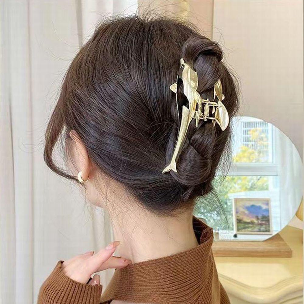 Aaron1 กิ๊บติดผมหางม้า โลหะ ขนาดใหญ่ สไตล์เกาหลี สําหรับผู้หญิง - aaron1.th - ThaiPick