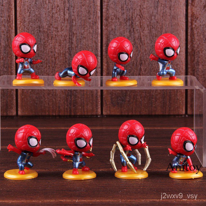 ฟิกเกอร์ Marvel Super Hero Spiderman Iron Spider Q Version 8 ชิ้น / ชุด ...