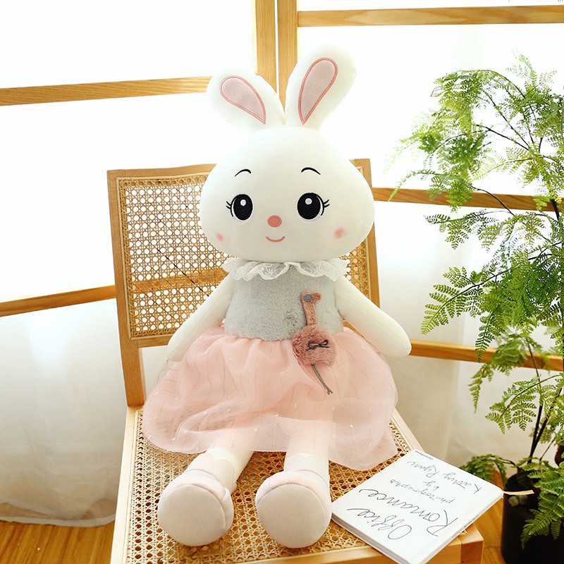 【Spot】Wholesale cute rabbit plush toy doll little white rabbit princess ...