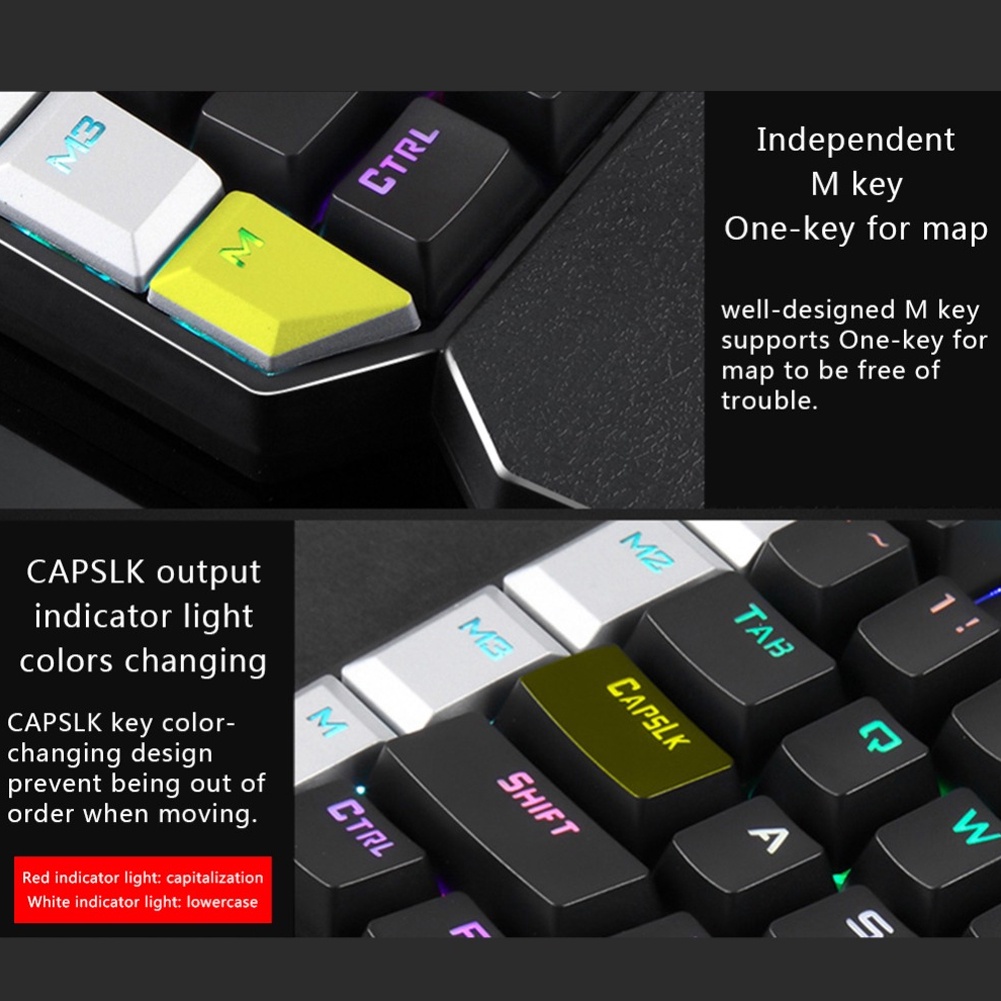 คีย์บอร์ด:Gaming Keyboard 38 Keys OneHanded Mechanical Wired Gaming ...