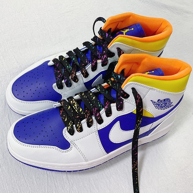 สีสีดำและสีขาวสาดหมึกเชือกผูกรองเท้า AJ1 Air Force One AF1 bronzing dunk ผ้าใบกีฬารองเท้าสีขาว ...