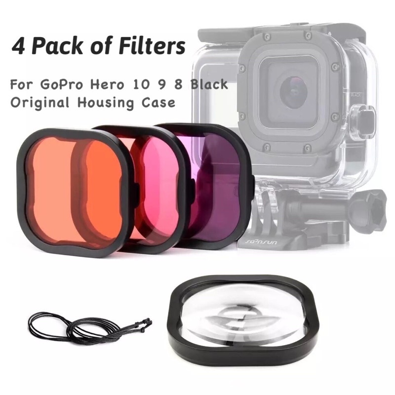 Filter Kit for GoPro Hero 11 10 9 8 Black Magnifier Red Magenta Pink ...