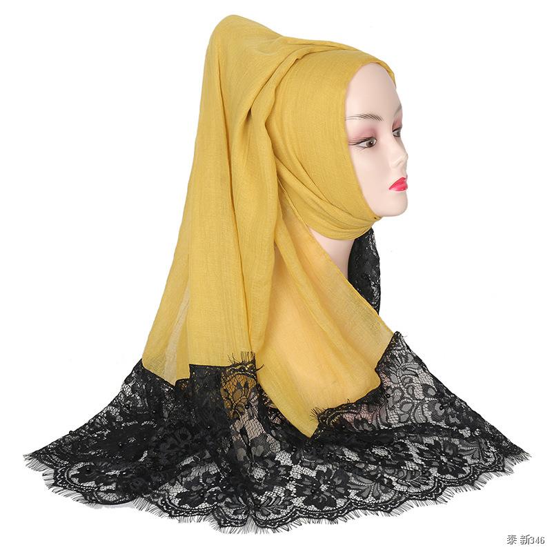 2020 New Product Lace Cotton Women Long Hijab Scarf Muslim Lady ...