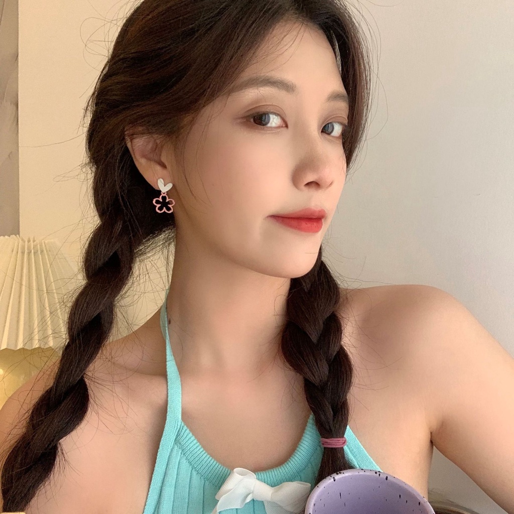 Daisy Kate ต่างหูรูปหัวใจดอกไม้ลายเส้น ต่างหูแฟชั่น ก้านเงิน S925 ...
