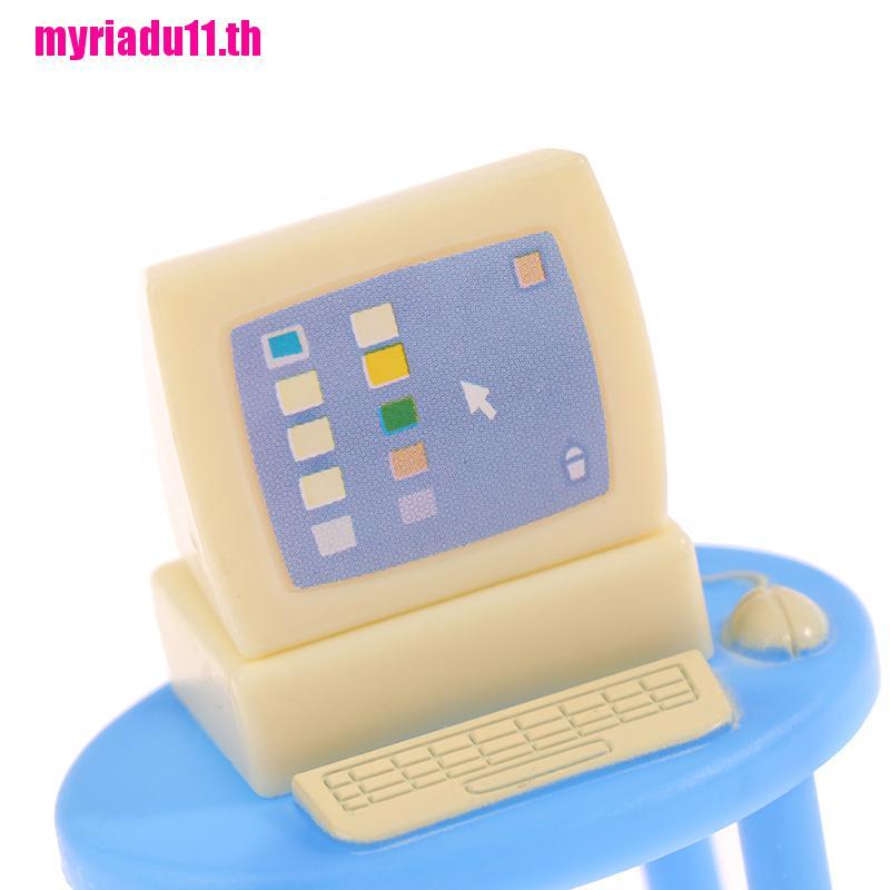 【Mrth】Dollhouse Miniature Desktop Computer Desk w/ Mouse and Keyboard ...