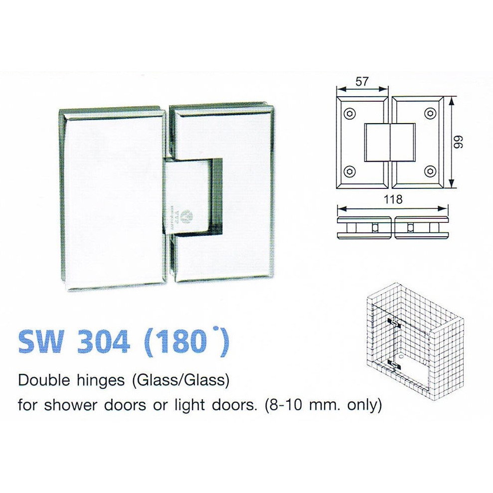 SW-304-PS วีวีพี VVP บานพับกระจกต่อกระจก แนว 180° มีสำหรับกระจก 8-10 มิล สีแสตนเลสเงา | Shopee ...
