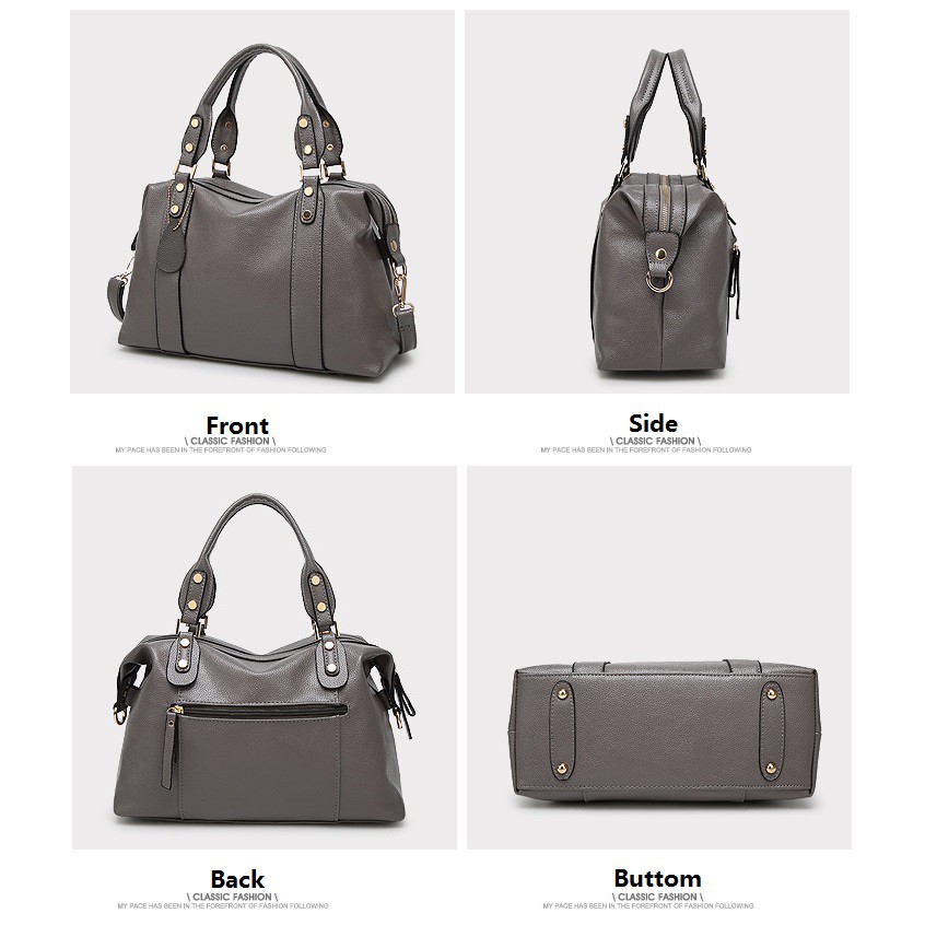 Retro Cowhide Leather Ladies Boston Beg Bags Handbag Women Beg Shoulder ...