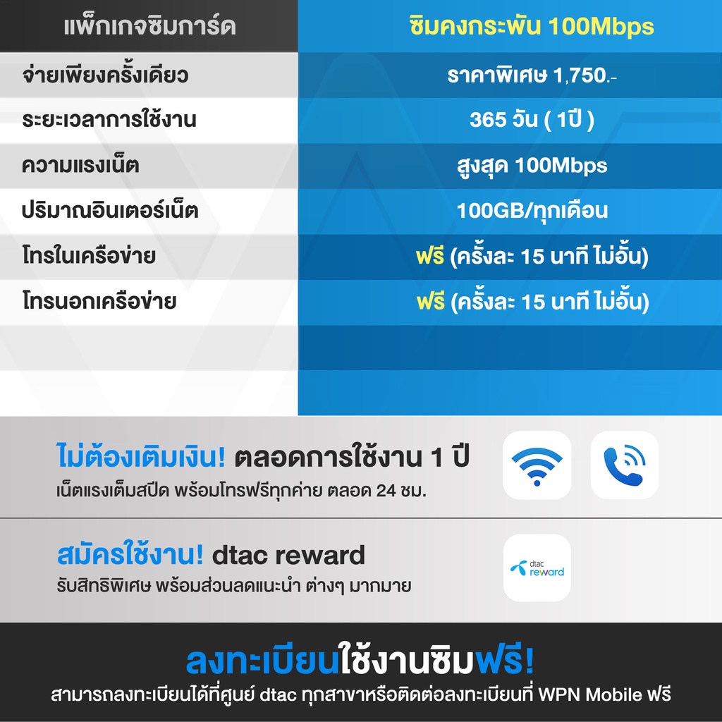 Dtac 100GB ซิมคงกระพัน100GB Maxspeed 100GBเดือน โทรฟรีทุกค่าย ซิมเน็ตไม่อั้น ซิมเน็ตรายปี ส่งฟรี ...