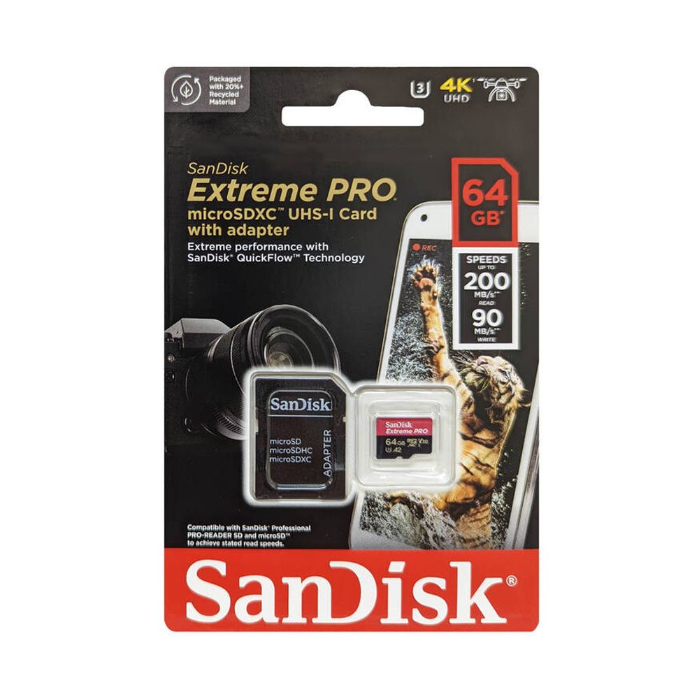 SanDisk 64GB Extreme PRO microSDXC UHS-I Memory Card ( 200MB/s ) with ...