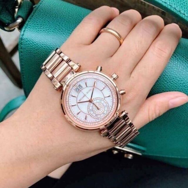 สด-ผ่อน) นาฬิกา MK6282 Michael Kors Sawyer Mother of Pearl Crystal Pave ...
