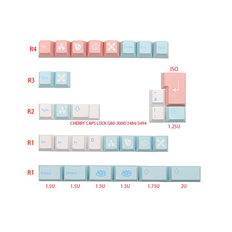 135 Key ISO GMK Noel PBT Dye Subb Keycap Cherry Profile Keycaps Set for ...