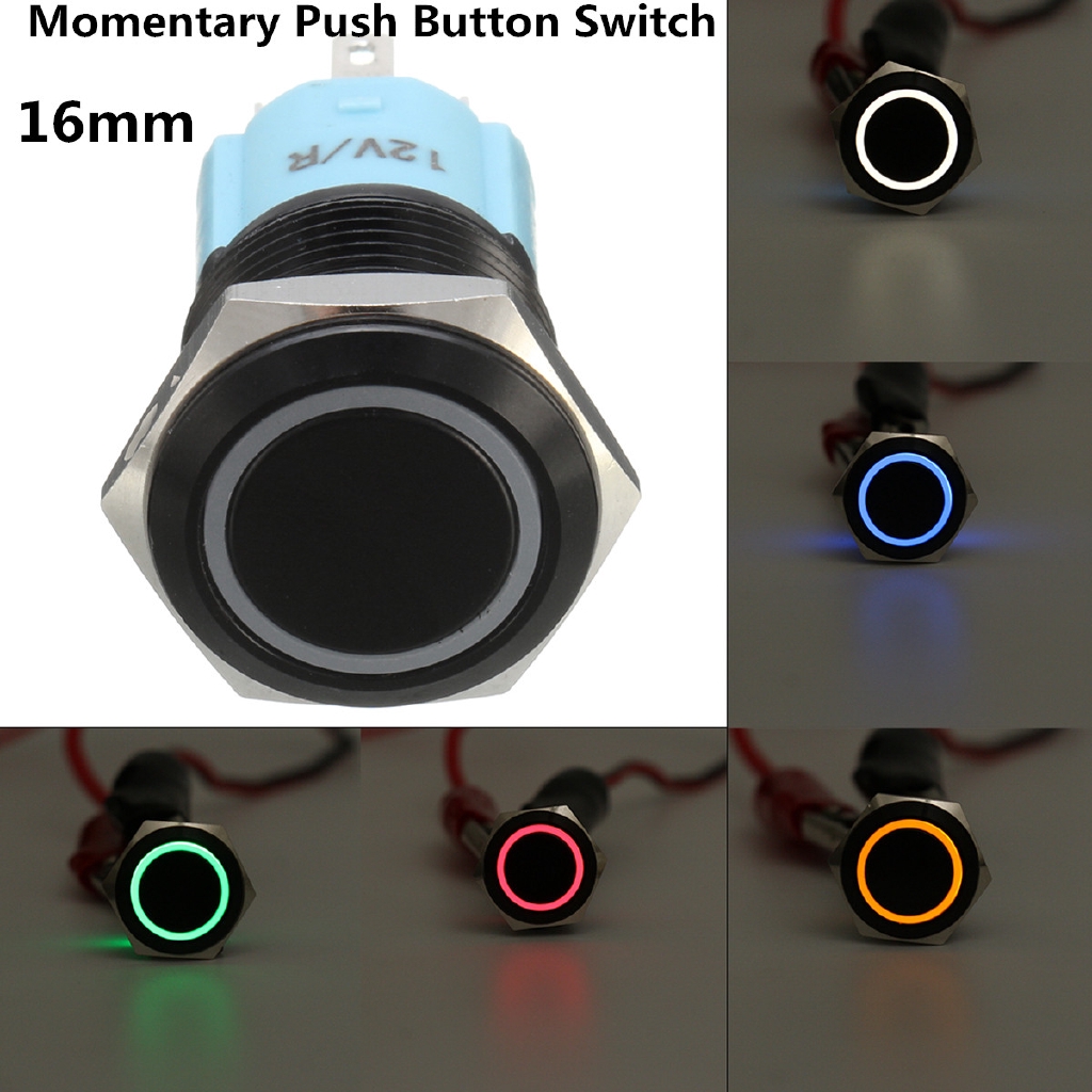 Black 5 Pin 16mm Led Light Metal Push Button Momentary Switch Waterproof 12v - fantasticzone.th ...