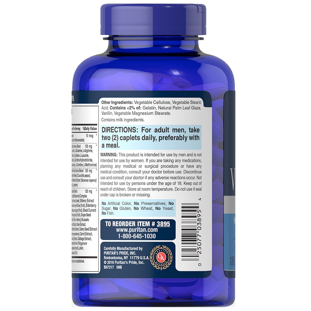 วิตามินรวมผู้ชาย Ultra Vita Man Daily Multi 180 Caplets Puritan's Pride ...