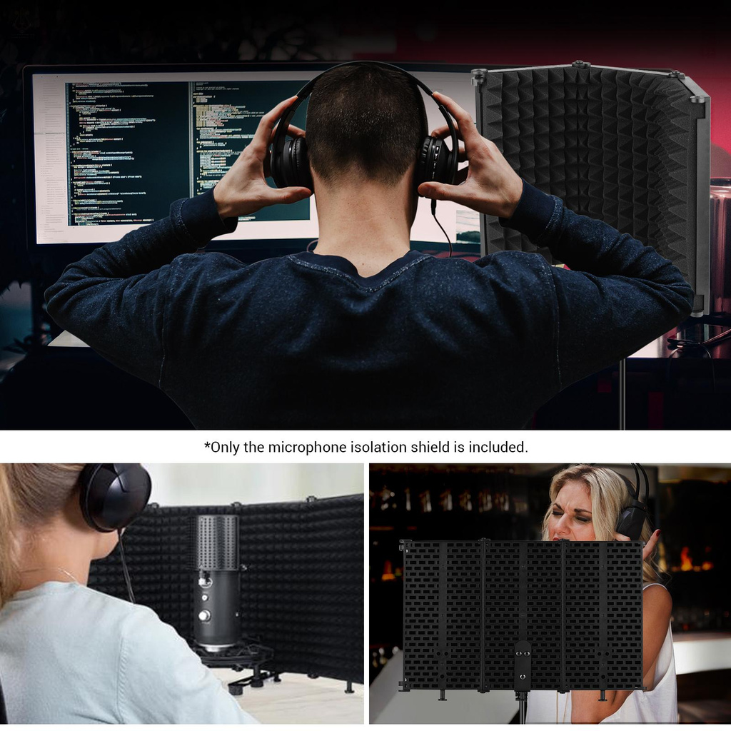 Microphone Isolation Shield Portable Tabletop Sound Absorbing Foam ...