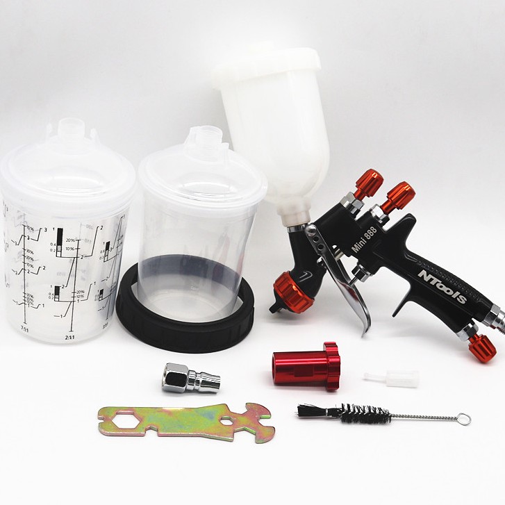 Spray Gun With 400CC PPS Tank Air Spray Gun With Paint Mixing Cup And ...