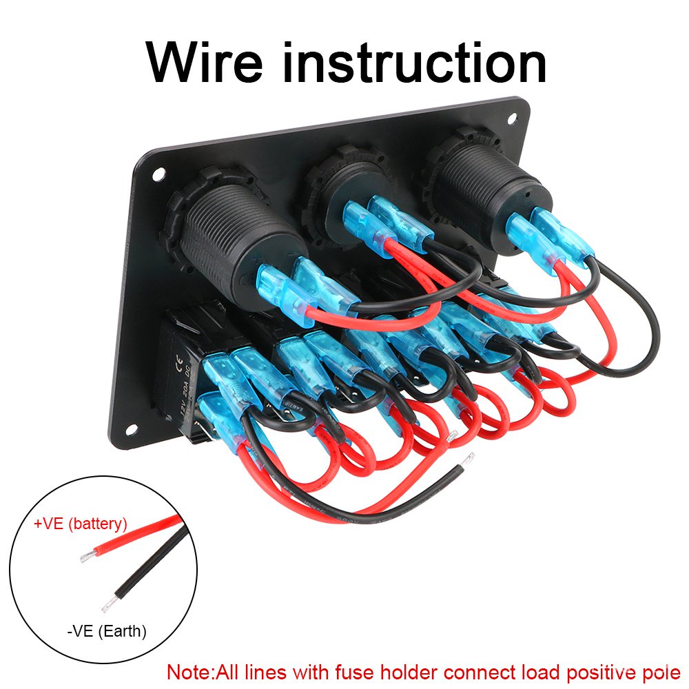 24V 12V Car Switch Panel 5 Toggle Light USB Charger Power Adapter Volt ...