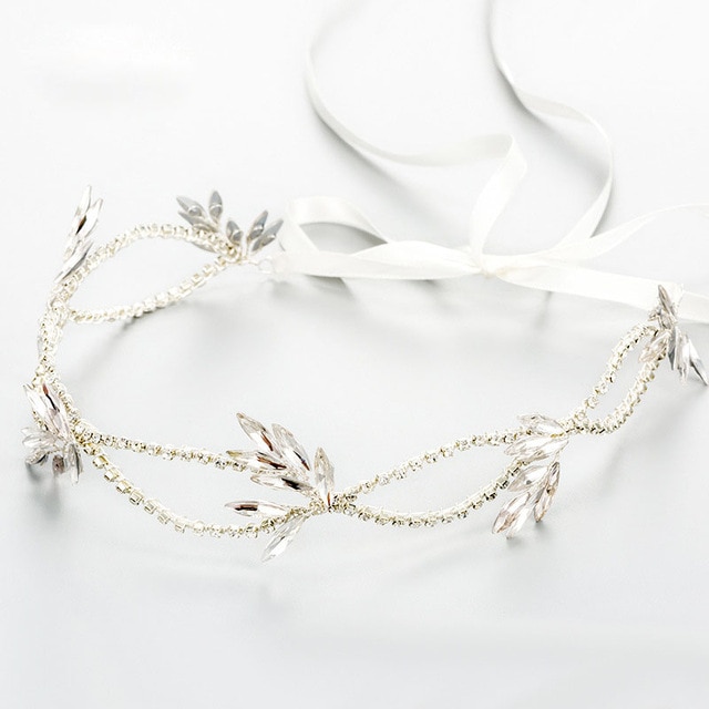 SLBRIDAL Handmade Ribbon Wired Crystal Rhinestone Flower Wedding Hair ...