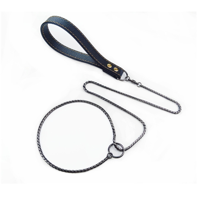 w2IN1 Dog Chain Collar Leash 304 Stainless Steel Dog Metal Collar Choke ...