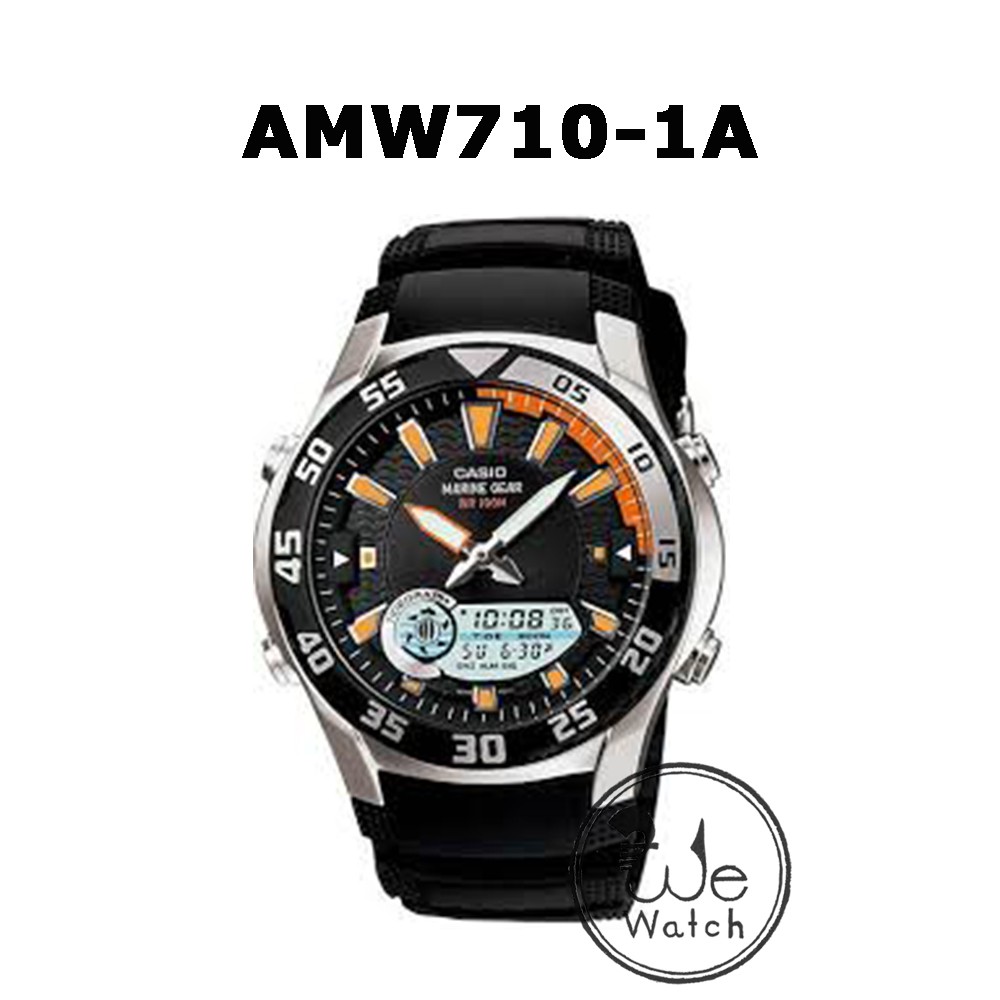 Casio ของแท้ 100% รุ่น AMW-710-1A นาฬิกาผู้ชาย สายเรซิ่น พร้อมกล่องและ ...