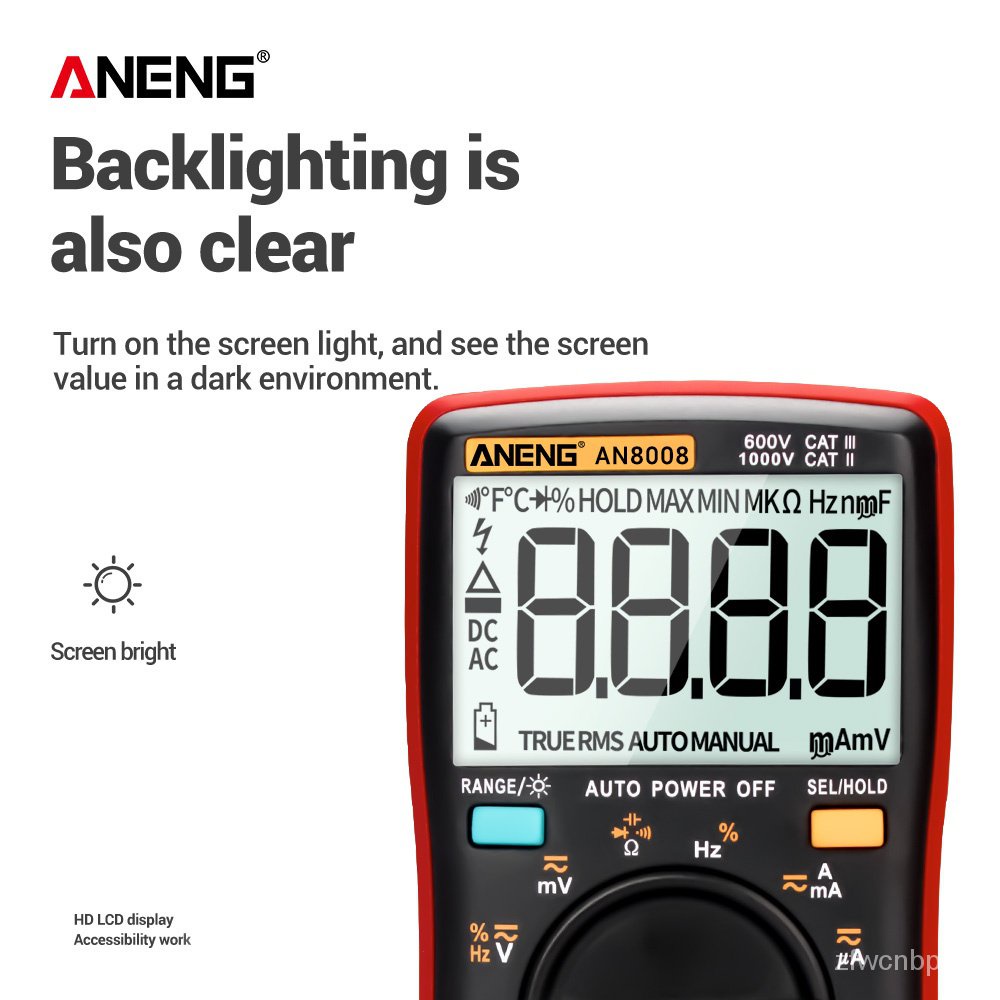 Aneng An8008 มัลติมิเตอร์ดิจิตอล 9999 Counts True-Rms สําหรับวัดแรงดัน ...