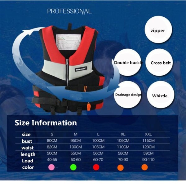 Adults Life Vest Swimming Boating Surfing Aid Floating Vest Life Jacket ...